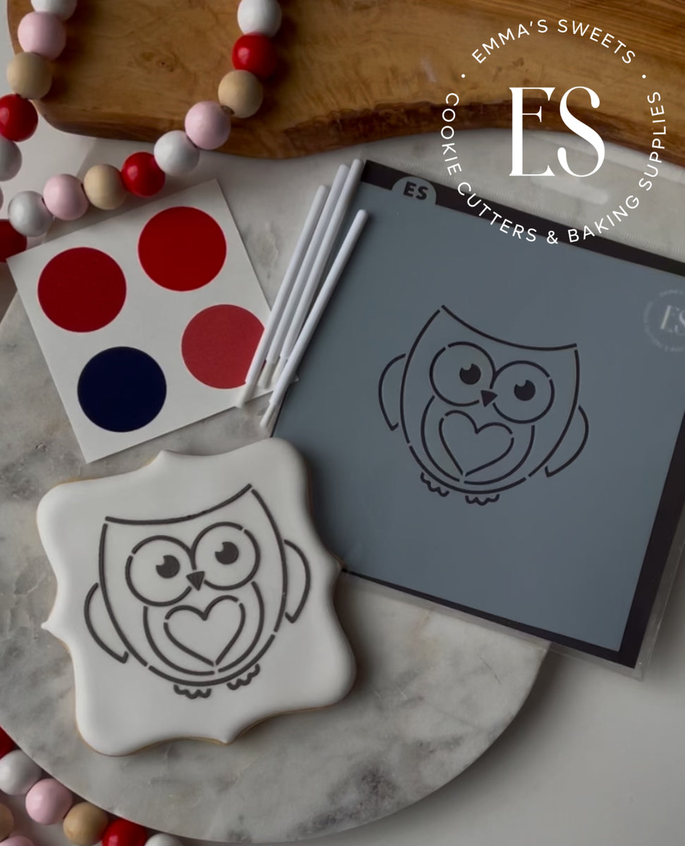 PYO Owl With Heart Stencil – Emma's Sweets