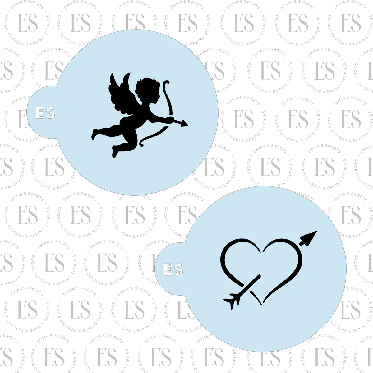 2 PIECE -Mini Stencils (CUPID & HEART W/ ARROW) – Emma's Sweets